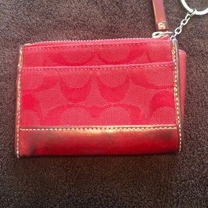 Coach | Accessories | Coach Red Zip Card Holdercoin Purse | Poshmark